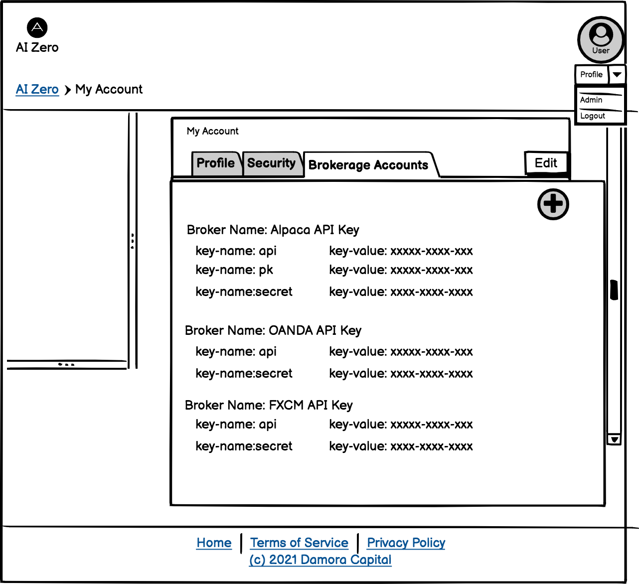 AI Zero Platform Wireframes | Damora Capital