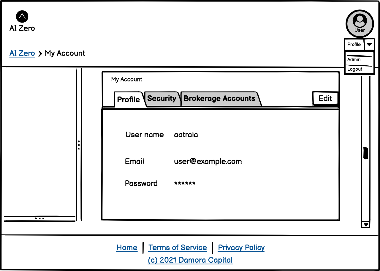 AI Zero Platform Wireframes | Damora Capital